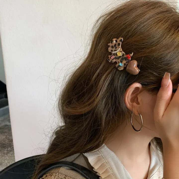Korea Dongdaemun 2025 New Leopard Print Puppy Hair Clip Elegant French ...