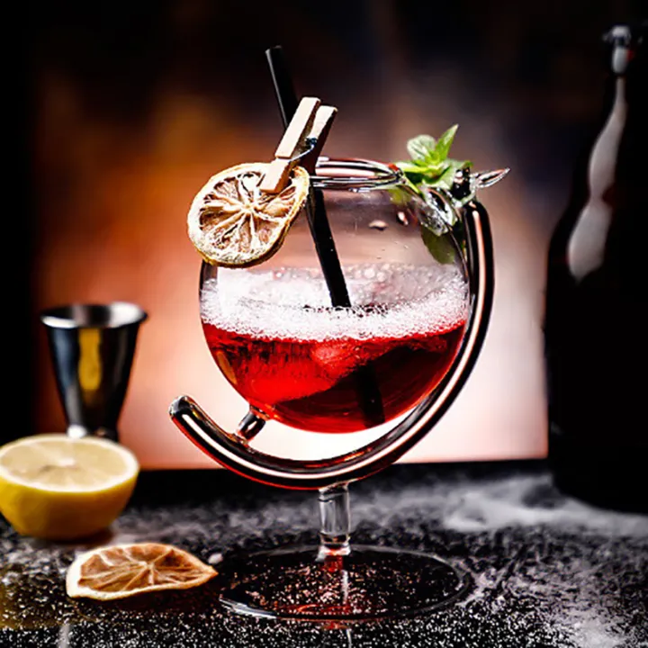 Creative Cocktail Glass Goblet Glass Globe Shape Bubble Cups Slanted ...