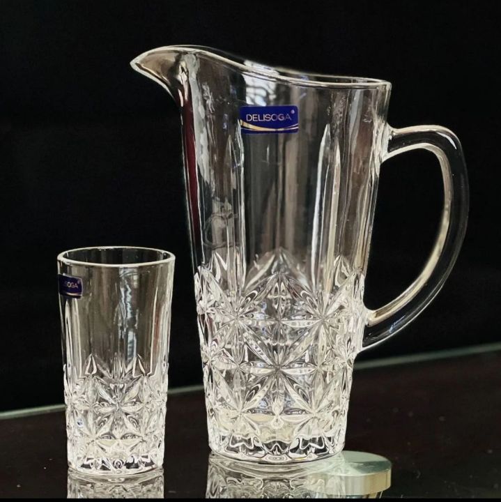 Delisoga Beautiful Piece Drinking Glass Set Glass Jug Set 1 Jug And 6 ...