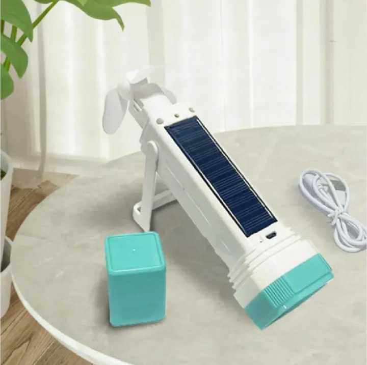 Portable Solar LED Flashlight with Fan | Rechargeable Lantern ...