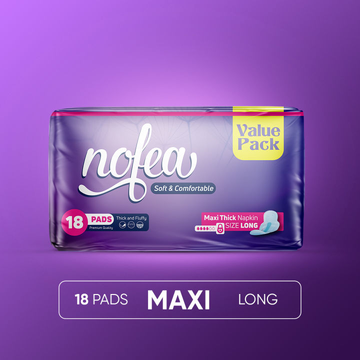Nofea Napkins/Sanitary Pads Maxi Thick Long - 18 Pads | Daraz.pk
