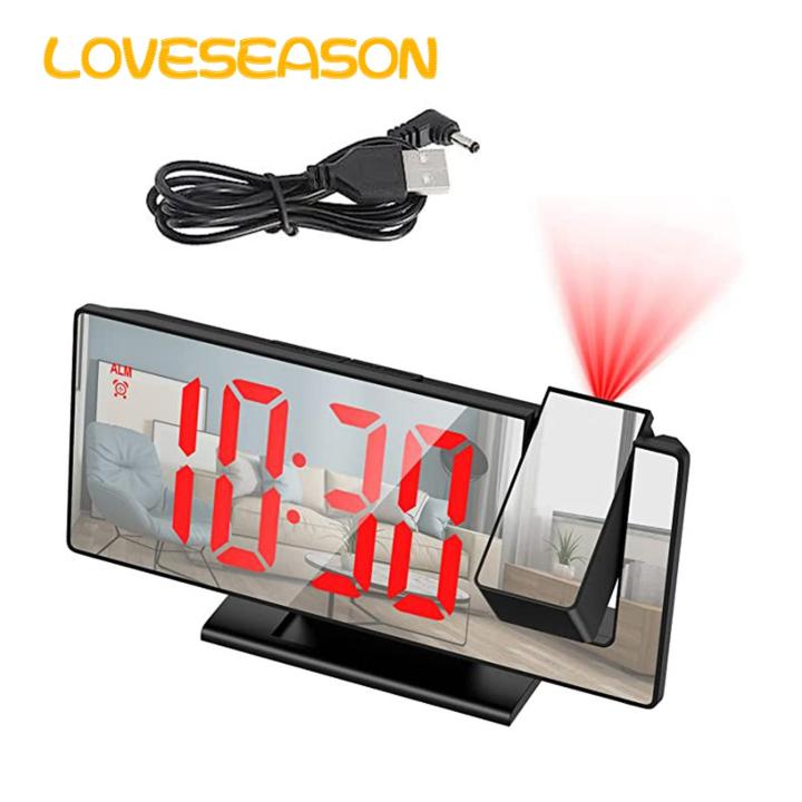 Desktop Mirror Clock Multifunctional Projection Alarm Clock with ...