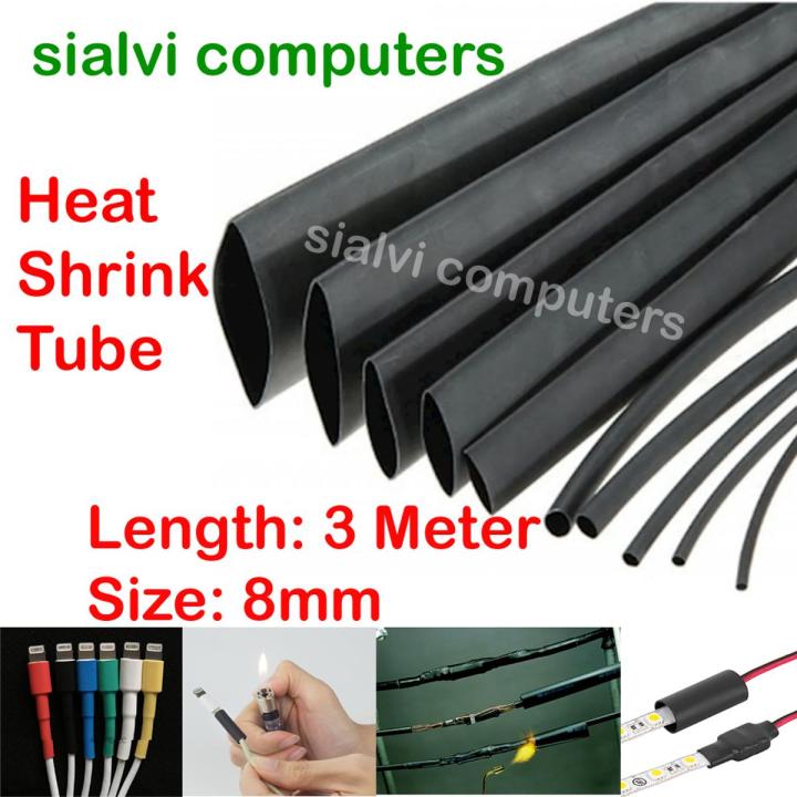3 Meter 8mm Heat Shrink Tube Shrinkable Wire Wrap Cable Sleeve | Daraz.pk