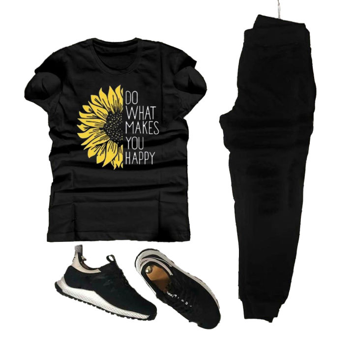 FLOWER Tracksuit for Girls & Women printed half Sleeve T-Shirt ...