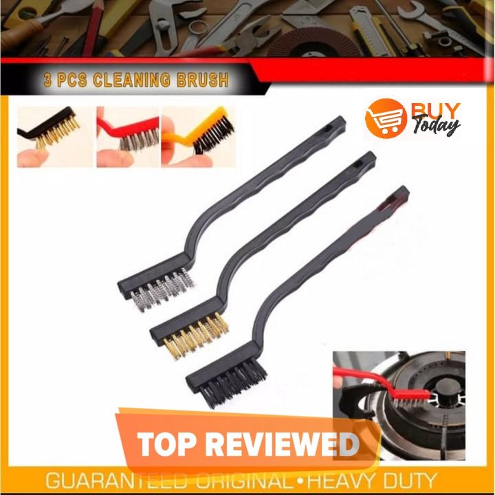 3 Pcs Wire Brush Set includes Steel , Brass &Nylon Brush Cleaning Metal ...