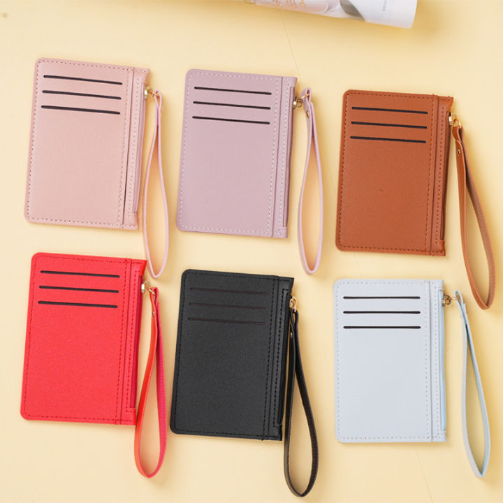 Zippered Ultra-thin Soft Wallet PU Leather Mini Credit Card Wallet Card ...