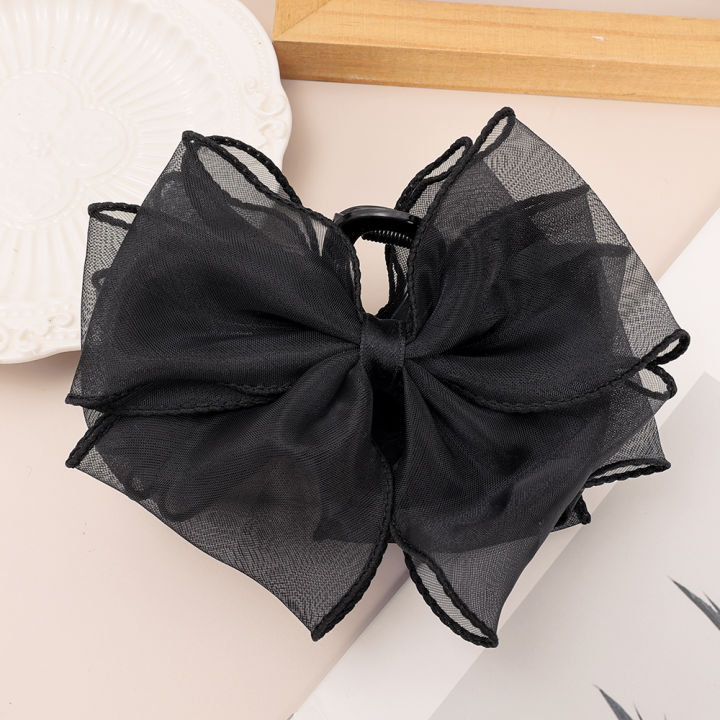 New Women' Retro Black Bow Grip Clip Ponytail Braid Elegant Hair Clip ...