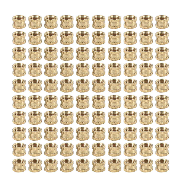 M3 x 3mm Female Thread Brass Knurled Threaded Insert Embedment Nuts ...
