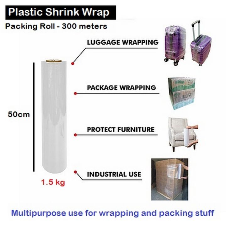 Shrink Wrap Jumbo size 50cm - PVC Packing Roll 300m sheet for wrapping ...