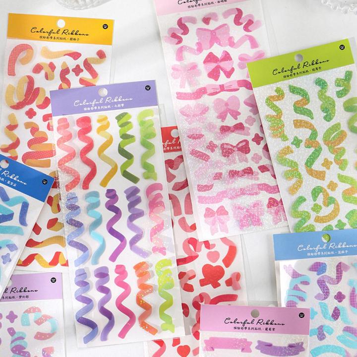 RHS Online Aesthetic Colorful Ribbons Stickers INS Album Diary Journal ...