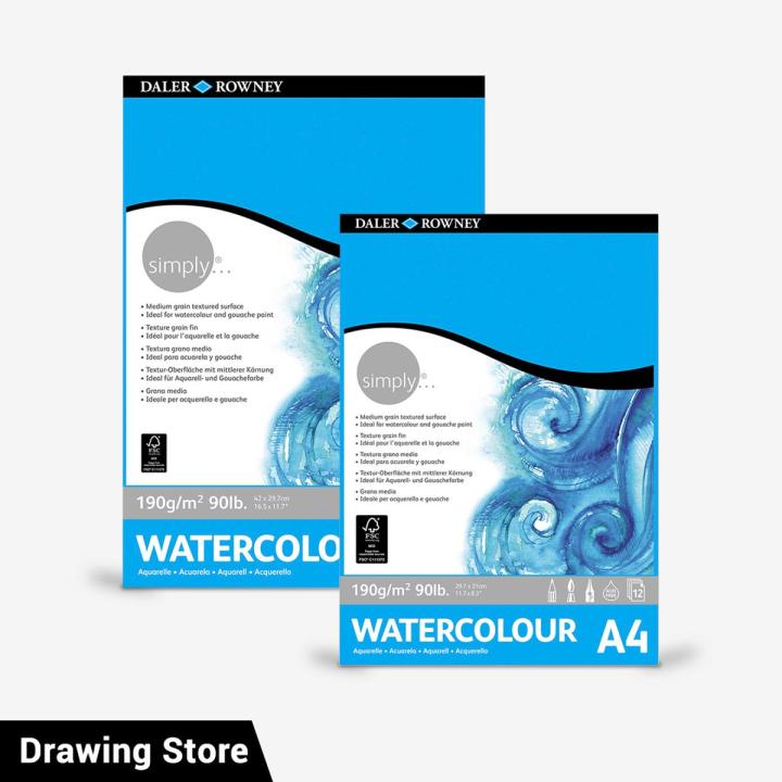 Daler Rowney Simply Watercolor Pads Texture Paper 12 Sheets - 190gsm ...