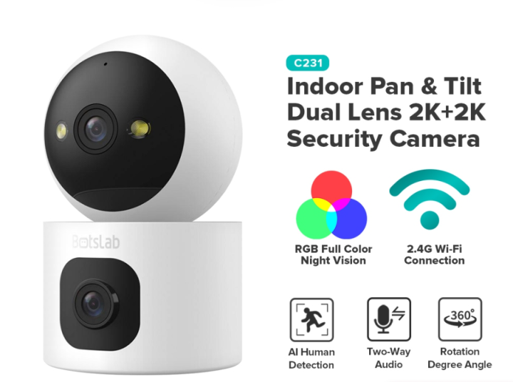 Botslab Indoor Dual Lense 3+3MP Pan/Tilt Security Camera C231 - 360 ...