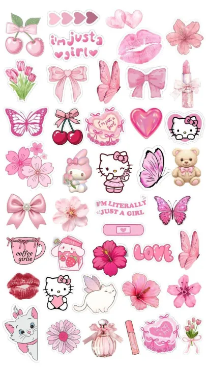 Pink Aesthetic Sticker Sheet – (Uncut A6 Size | 15x10cm) | Stickers for ...