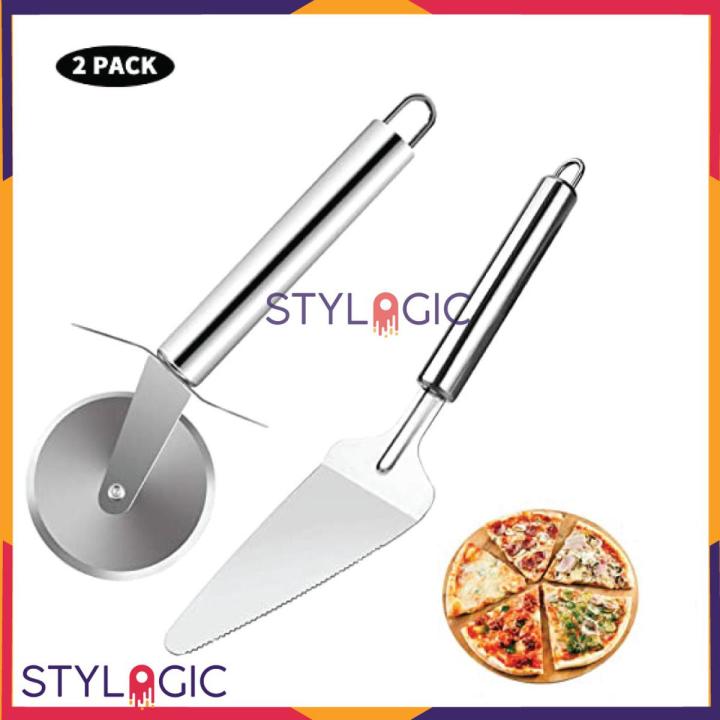 Stainless Steel Pizza Server And Pizza Cuter Pack Of 2 | Daraz.pk