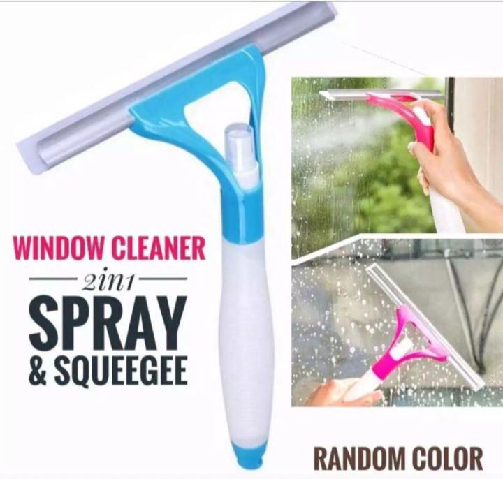 2 In 1 Window Cleaner Glass Wiper With Inbuilt Spray Bottle | Daraz.pk