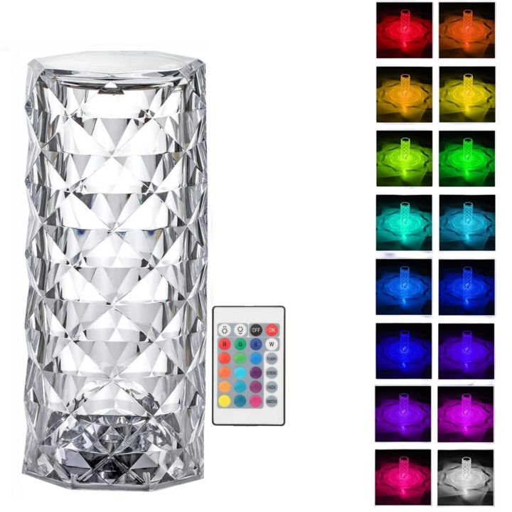 Crystal Lamp Rose Light Diamond Lamp 16 Colors Changing with Remote ...