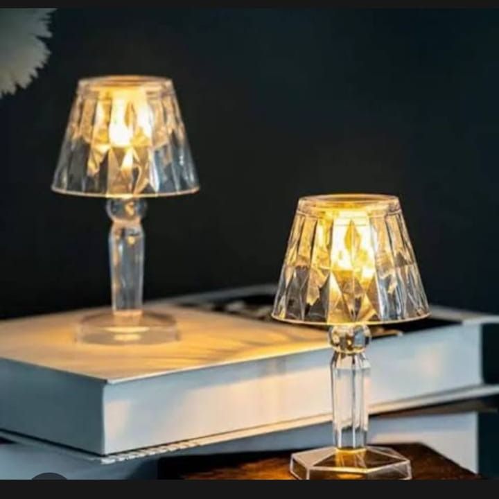 2pcs of LED Night Light Mini Crystal Diamond Table Lamp Crystal Bedside ...