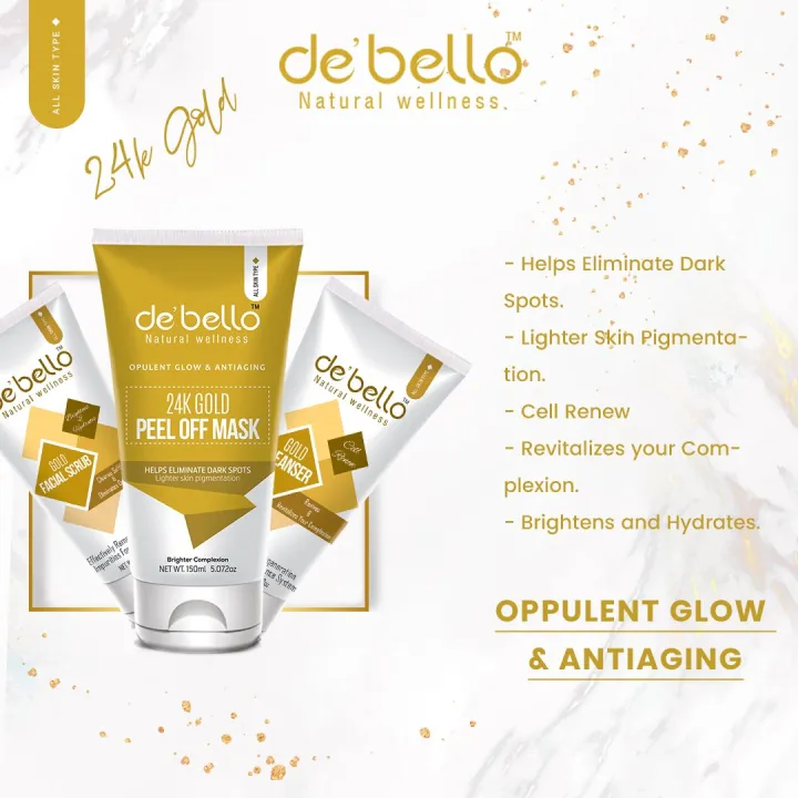 24K Gold Facial Kit Pack of 3 – Gold Face Scrub, Gold Peel-Off Mask ...