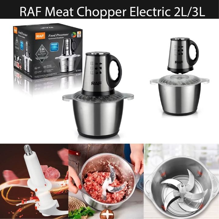 RAF Meat Chopper Machine Electric 2L/3L | 4Blades Stainless Steel 1000W ...