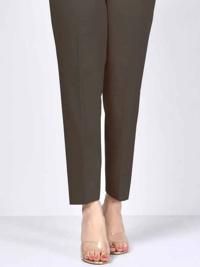 Brown Plain Straight Trouser Pants Capri For Girls Ladies imported Fabric Daraz.pk
