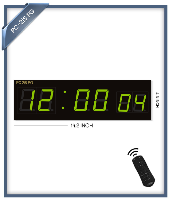 PC-2iS Ultra Bright Green Digital Clock - Plain Clock - Clock for Wall ...
