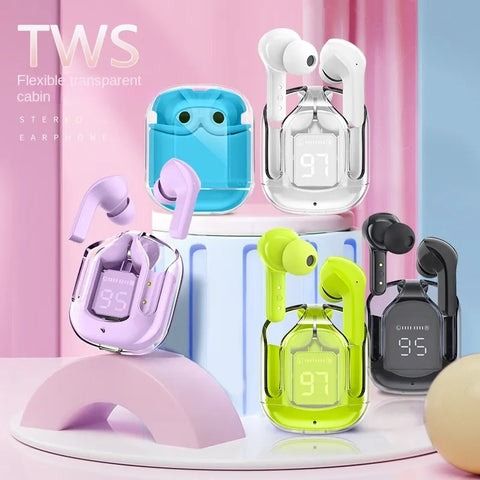 Transparent TWS Wireless Bluetooth Airbuds | LED Display | Touch ...