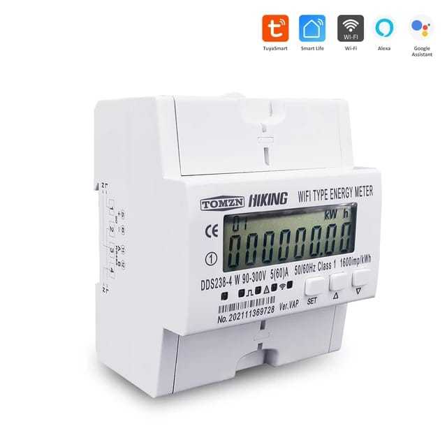 60A TUYA Single Phase WIFI Smart Energy Meter Kwh Metering Monitoring ...