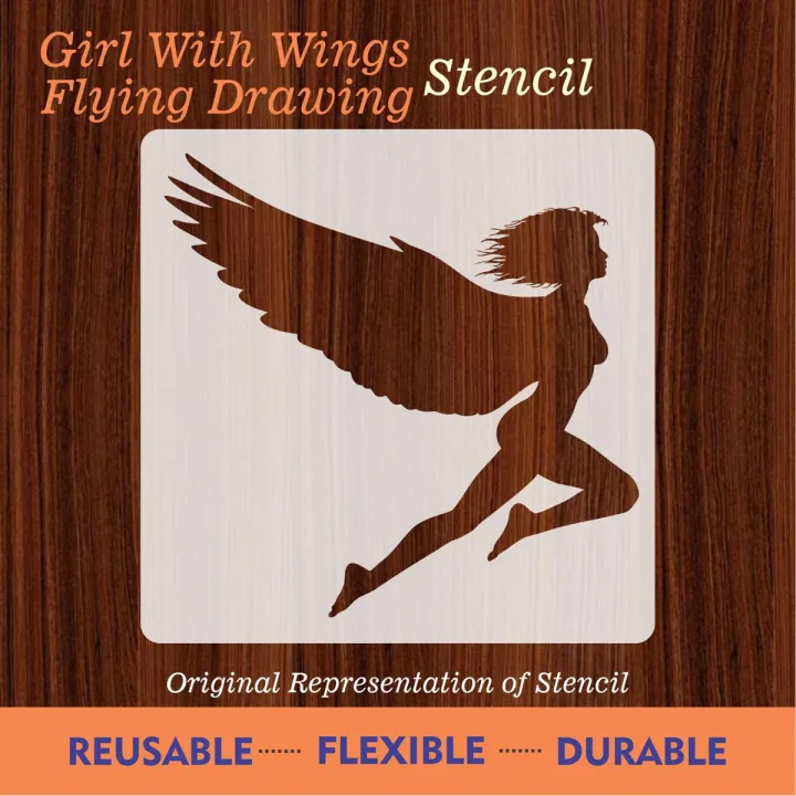 Flying Girl Reusable Stencil For wall Painting Art DIY Home Decor ...