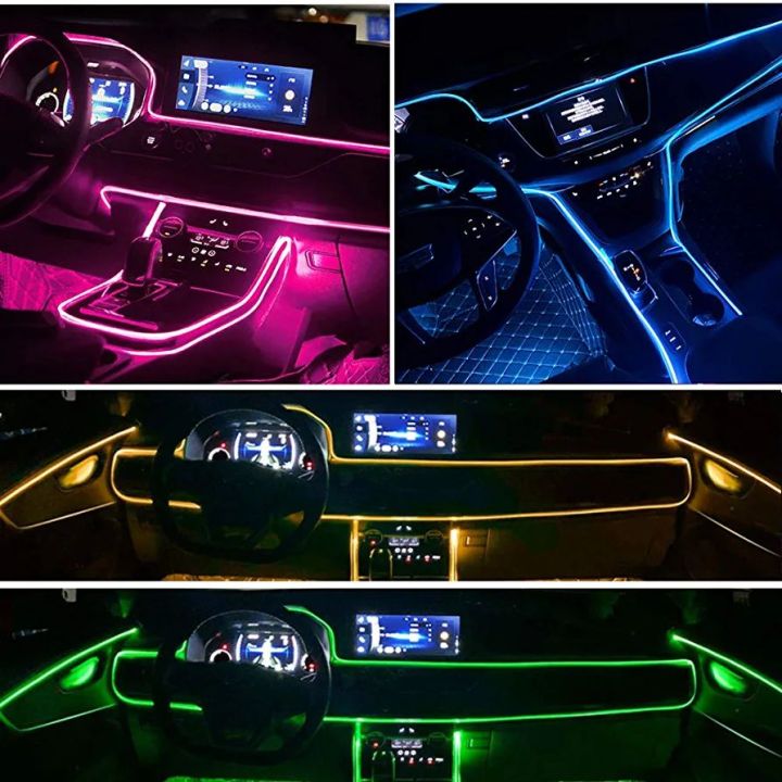 Car Dashboard Neon Lights Ice Blue Color 2 Meter EL Wire Light Strip ...