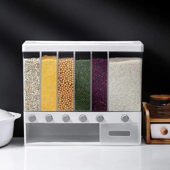 6-in-1 Multi-Grid Cereal & Grain Dispenser | Wall-Mounted Dry Food ...