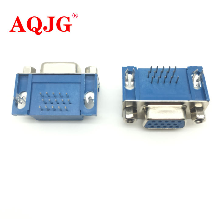 5pcs Db15 Dr15 Female Mount Connector Right Angle D-Sub 3rows Blue Parallel Port Connectors ...