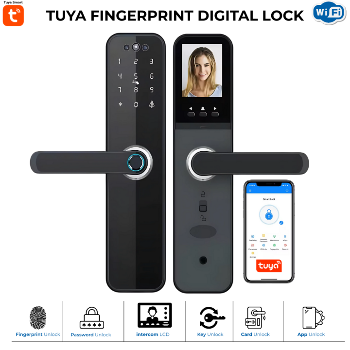 Tuya Smart Fingerprint Digital Door Lock – WiFi App Control, Password ...