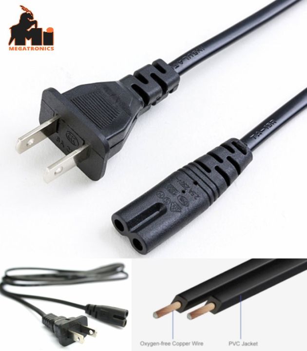 UL Power cord Extension Cord 5A 220V 2 Pin Ac US Power lead wire Cord ...