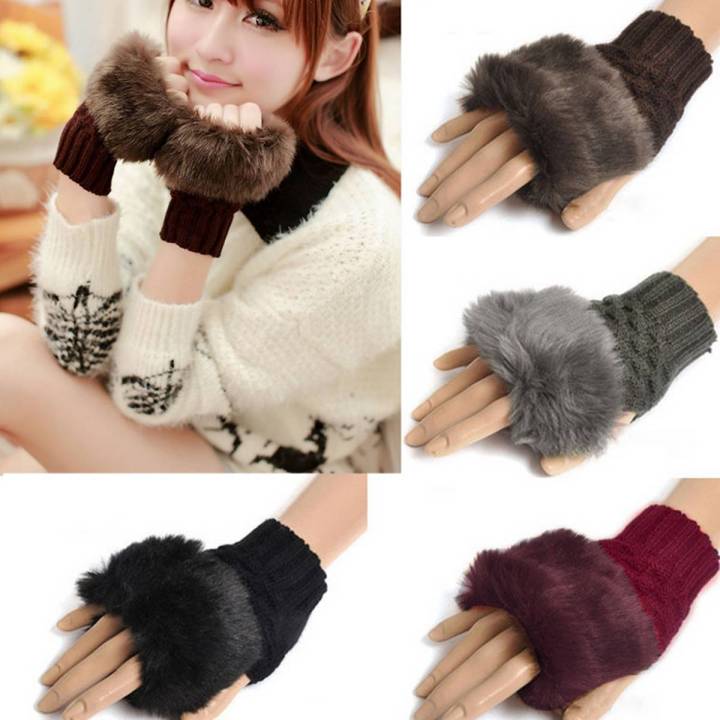 Wool Gloves Fancy Winter Women Grils wool glovs Gloves Knitting Woo ...