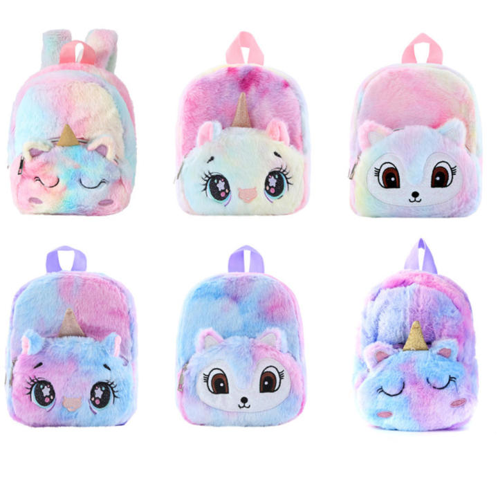 Cute Plush Backpack Soft Unicorn Plush School Bag Women Casual Handbag ...