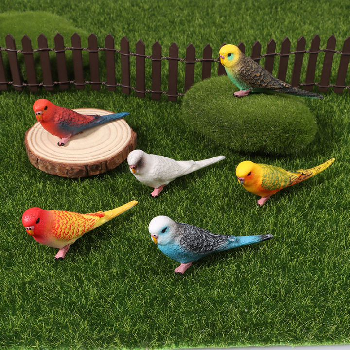 1Pc Simulation Parrot Parakeet Miniature Landscape Ornament Animal ...