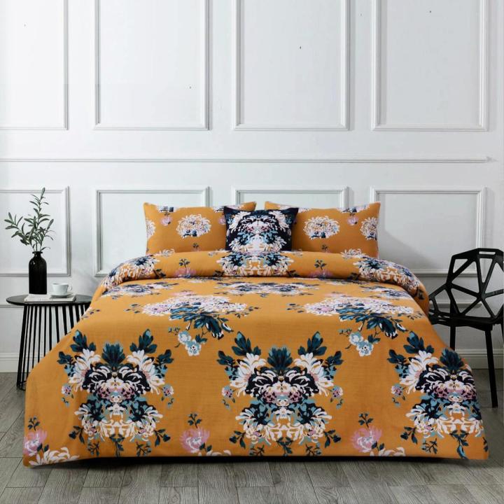Apricot Luxury Pure Cotton Bedding 4pcs Digital Printed King Size ...