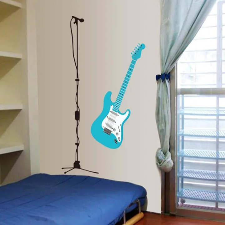Guitar stickers dance music studio decoration removable wall stickers ...