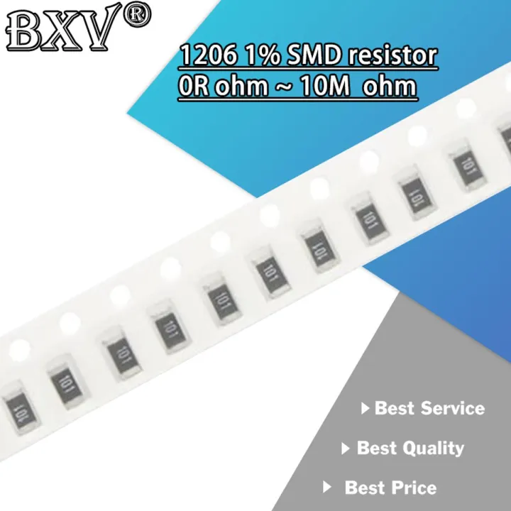 100PCS 1206 1% SMD Resistor 0R ~ 10M 1/4W 0 1 10 100 150 220 330 Ohm 1K ...