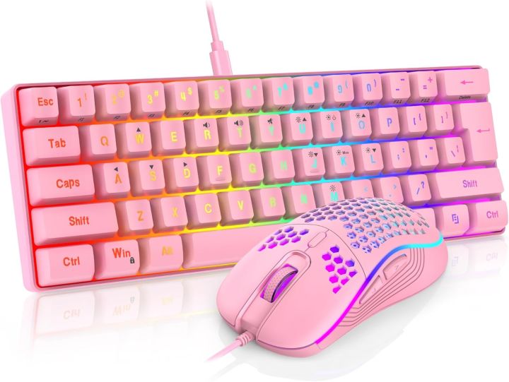 Gaming Keyboard & Mouse Combo with Rechargeable Battery, Ultra-Compact ...