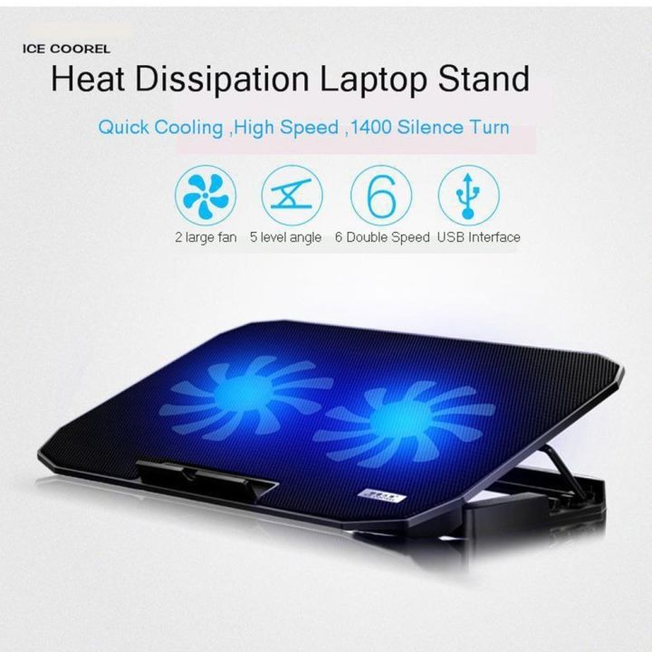 N99 2 FAN COOLING PAD WIHT TWO USB AND LIGHT | Daraz.pk