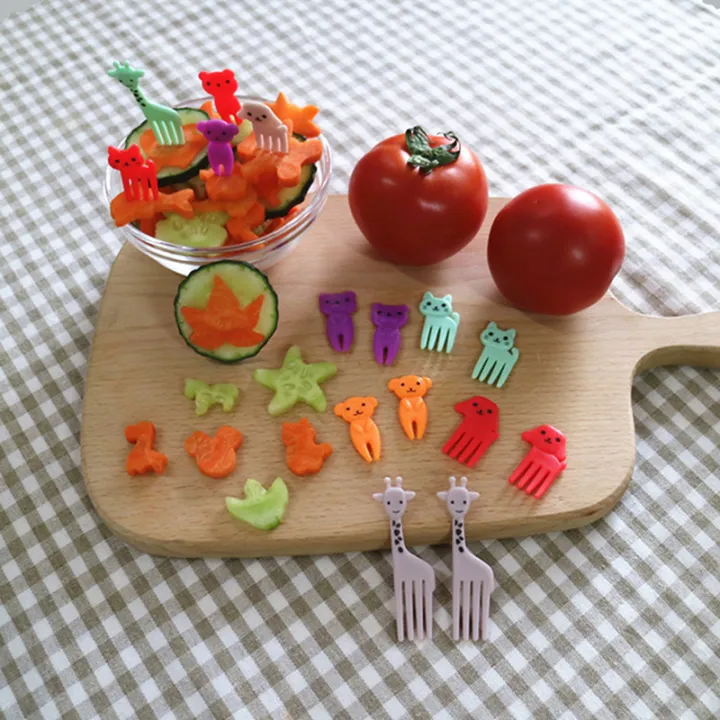 Mini Forks Animal Food Picks for Kids Cute Fruit Fork Bento Box Decor ...