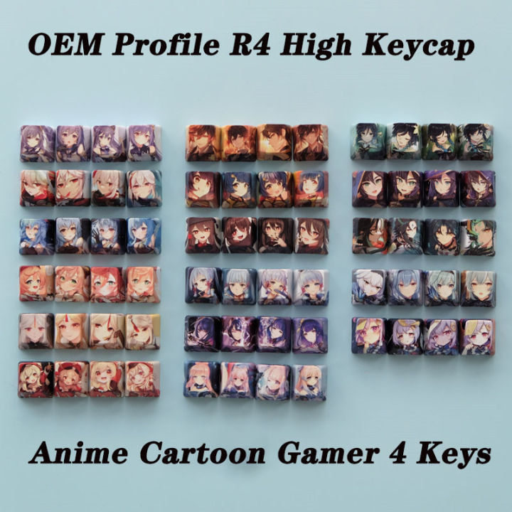 4 Keys R4 OEM Highly Anime PBT Keycaps Mechanical Keyboard Genshin ...