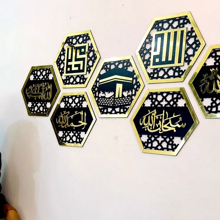 Pack of 7 Graceful MDF wooden with acrylic Wall Hangers, Artistic ...