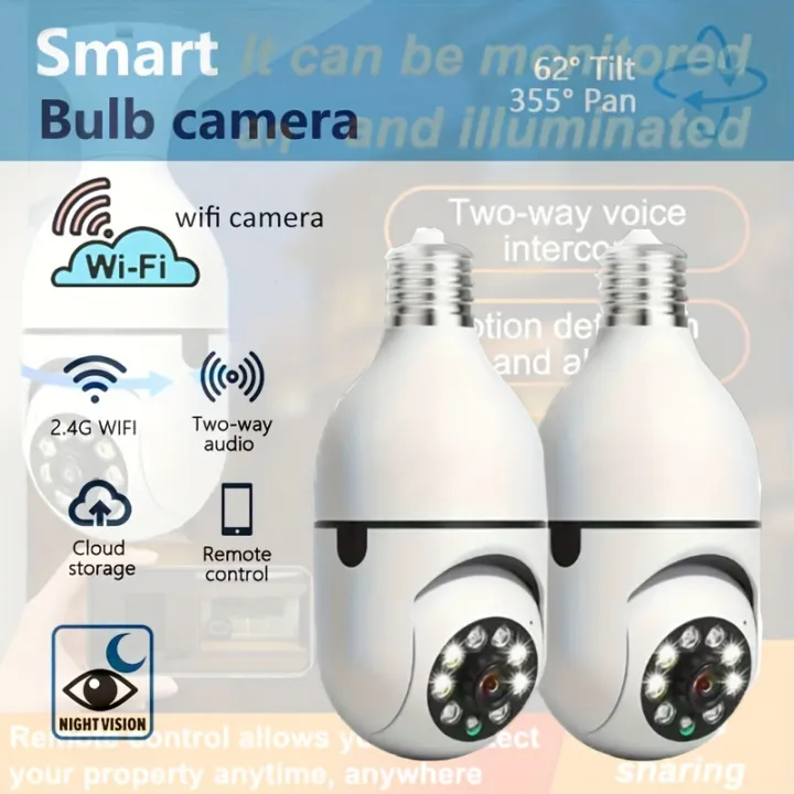 Wifi Bulb Security Camera 360° Panoramic View | 2MP Full HD 1080P | Two ...