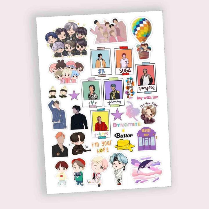 BTS Sticker Sheet for Boys and Girls Kpop Members Uncut | Daraz.pk