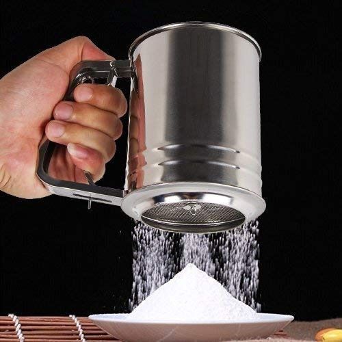 Stainless Steel Flour Sifter Cup – 9.5” Manual Sieve with Handle ...