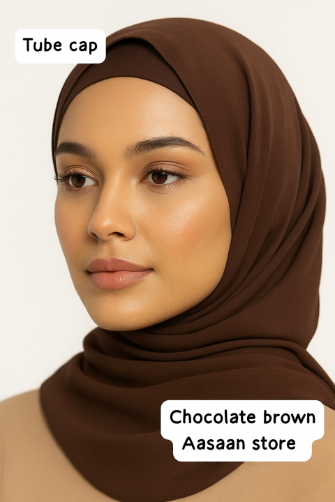 Chiffon Georgette Hijab Scarf Plus Tube Cap stoller for girls Shades ...