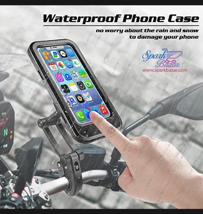 HMT 360°Bicycle Motorcycle Phone Holder Waterproof Mirror Mount ...