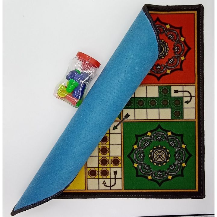 Carpet Ludo Mat With Tokens & Dice Foldable Handmade Printed Ludo Kids ...